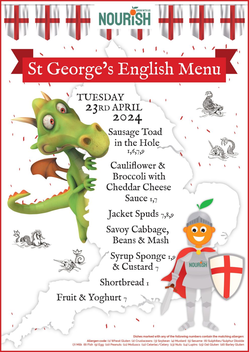 St George's Day Menu - 23rd April 2024 - Orchard Primary School